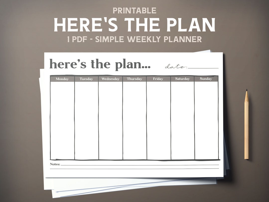 Here's the Plan Simple Weekly Planner Brown - Easy to Print Time ...