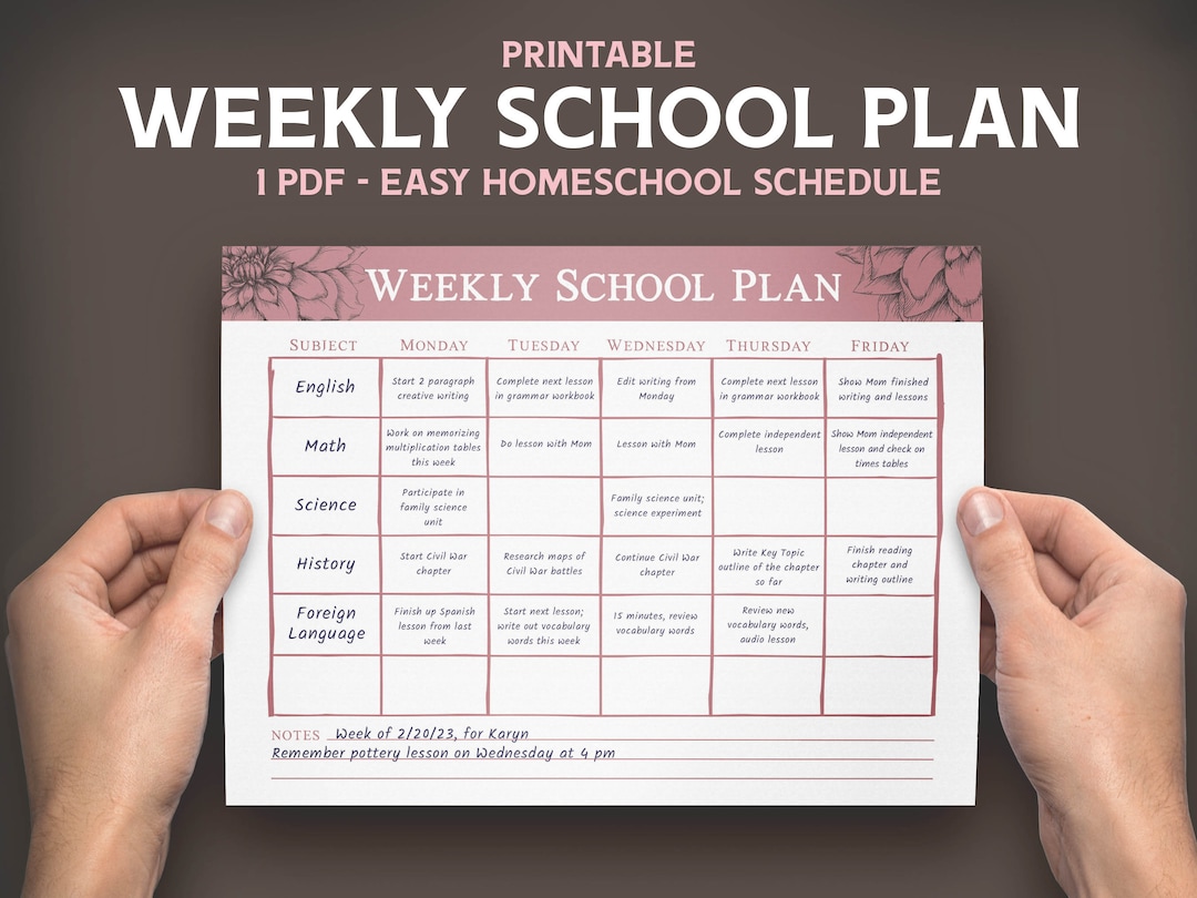 Dahlia Weekly Homeschool Planner Pink Homemaker Planner Homeschool Mom ...