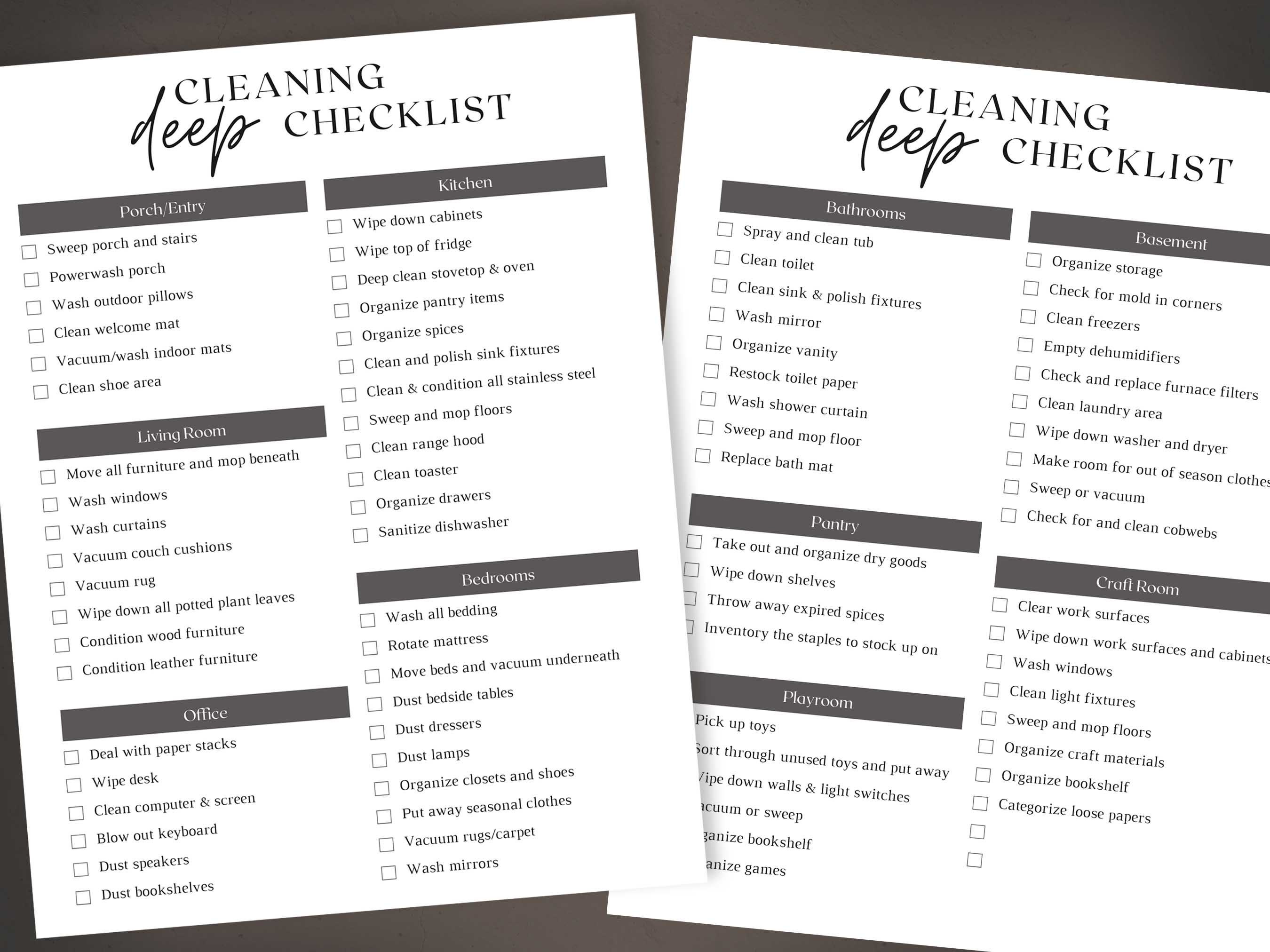 Deep Cleaning Checklist Canva Template Spring Cleaning Planner Airbnb ...