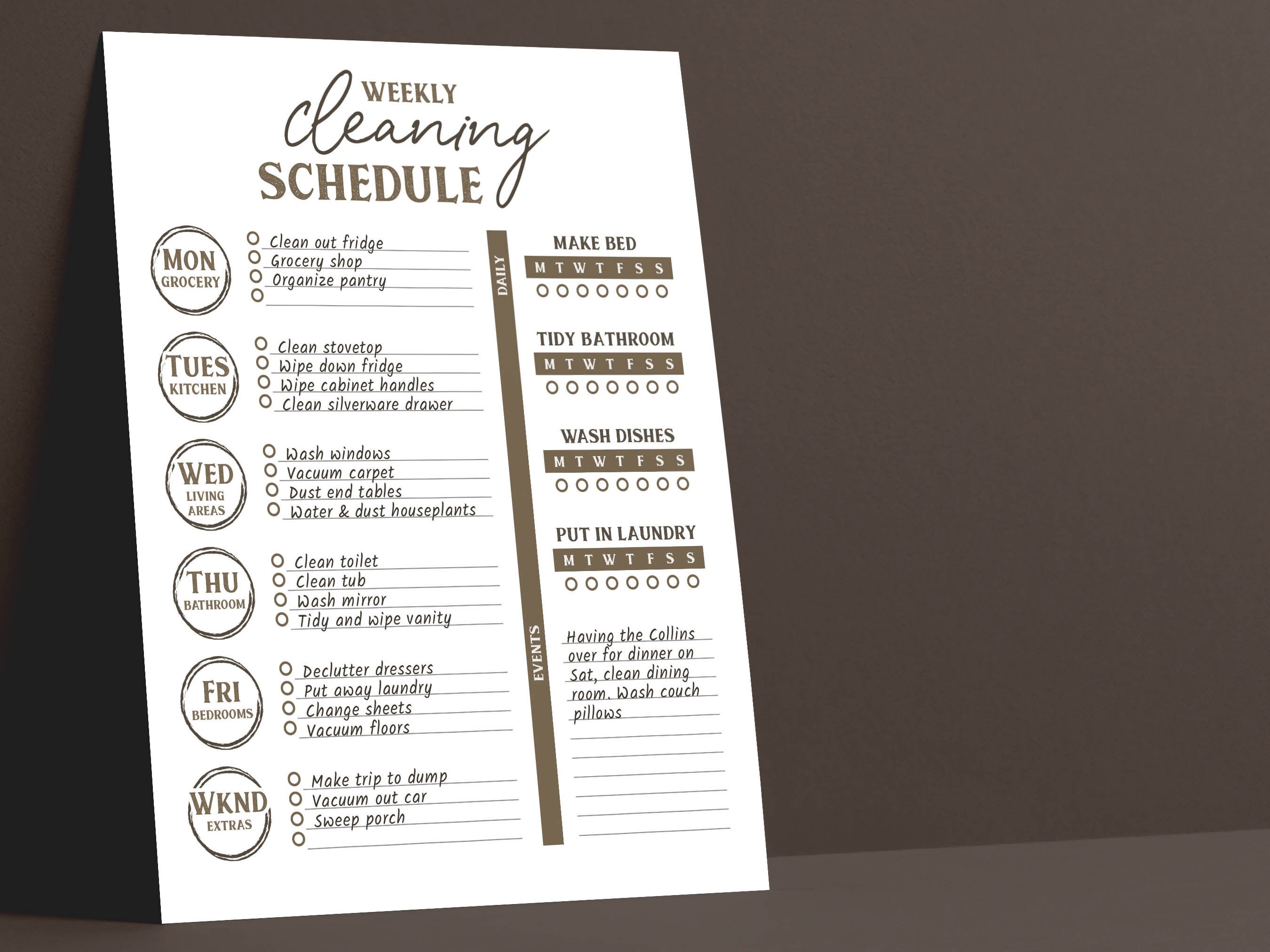 Editable Cleaning Checklist Daily Weekly Planner Homeschool Mom ...