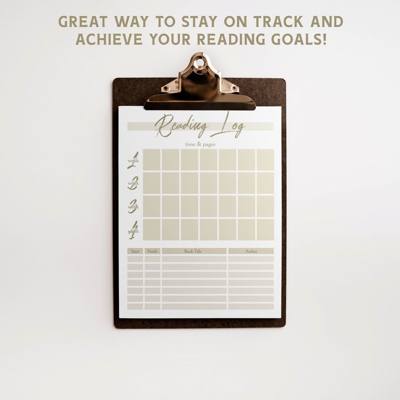 Monthly Reading Log - Neutral Reading Tracker Independent Kids Time ...