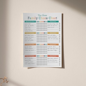 Family Chore Chart - Fillable in Canva- Daily Weekly Responsibilities ...
