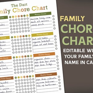 Simple Chore Chart Editable in Canva Orange Daily Weekly ...