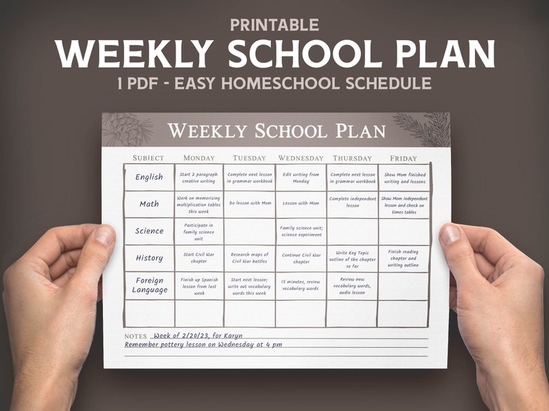 Pinecone Weekly Homeschool Planner Editable in Canva Brown Homemaker ...