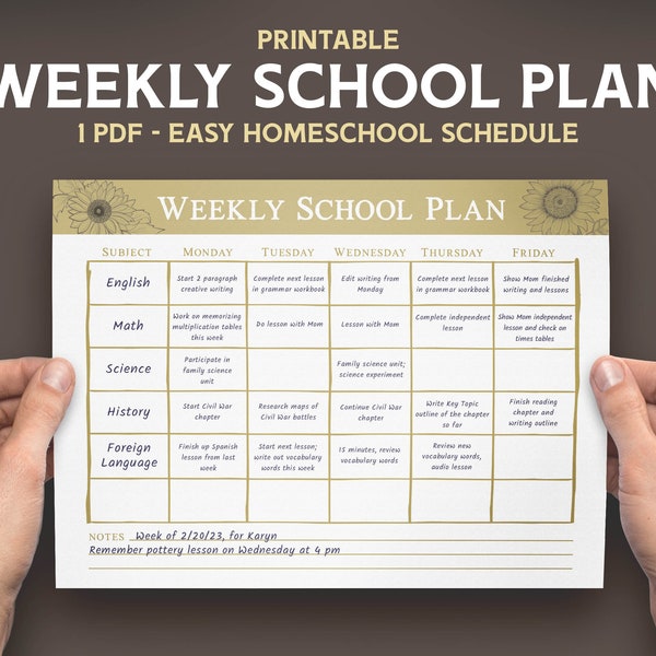 Pinecone Weekly Homeschool Planner Editable in Canva Brown Homemaker ...