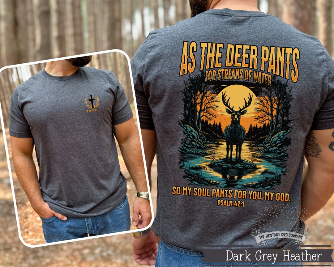 As A Deer Pants for Water Mens Christian Graphic T-shirt Mens Vintage ...