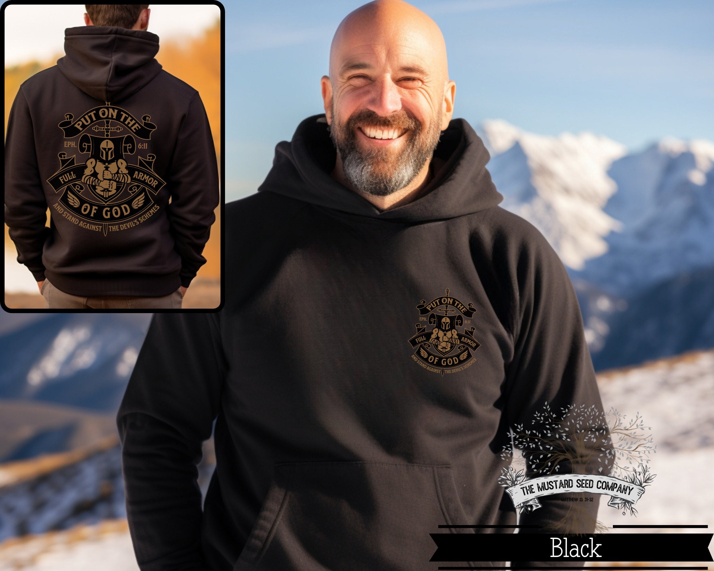 Armor of God Mens Christian Hoodie Put on the Full Armor of God Sweater ...