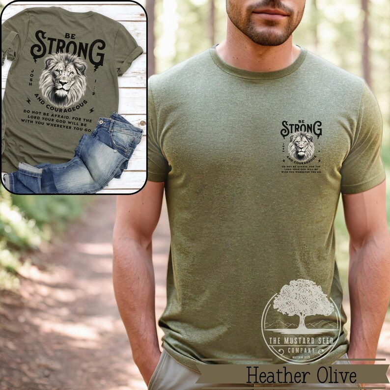 Be Strong and Courageous Mens Christian Graphic T-shirt Mens Vintage ...