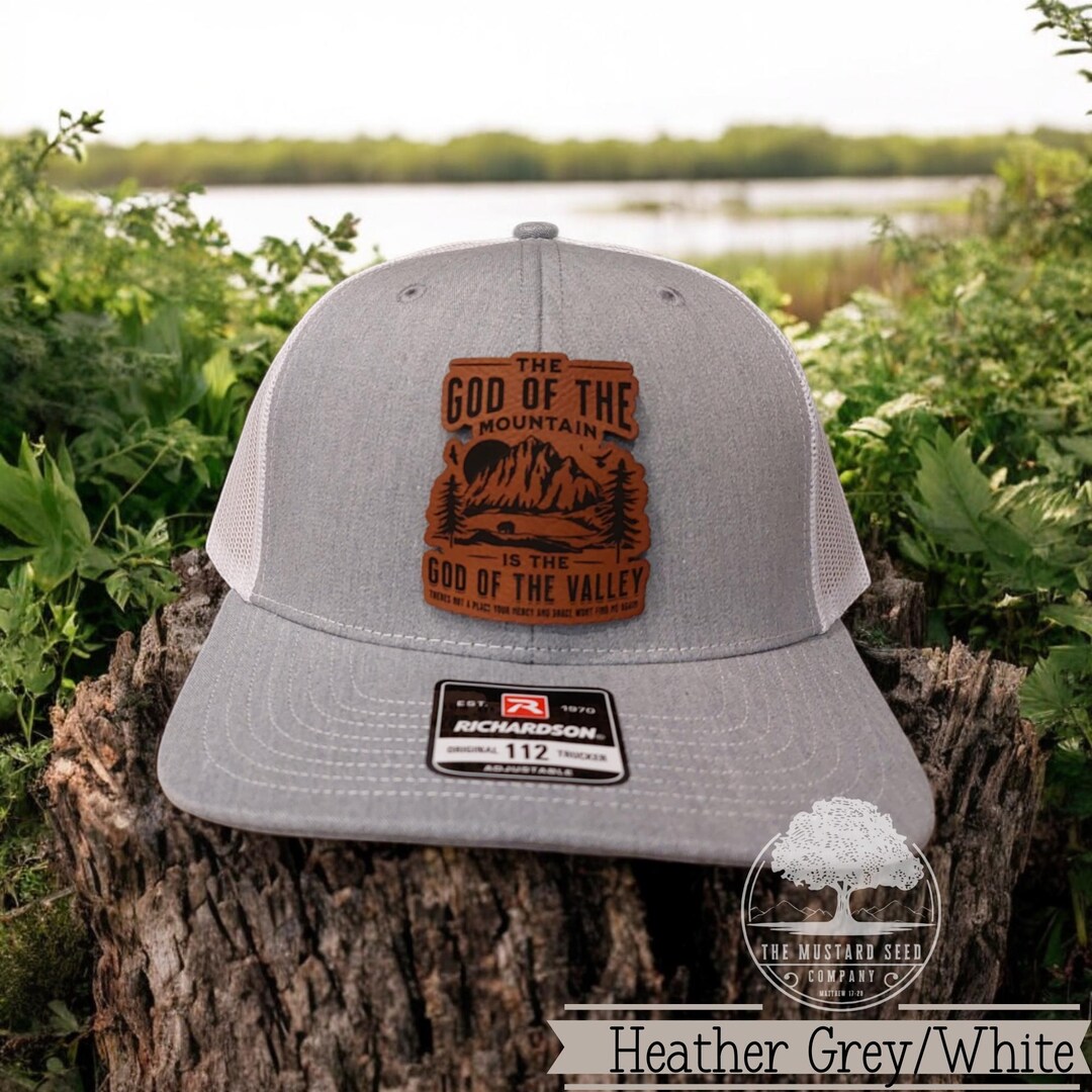 The God of the Mountain Mens Christian Hat Camping Leatherette Patch ...