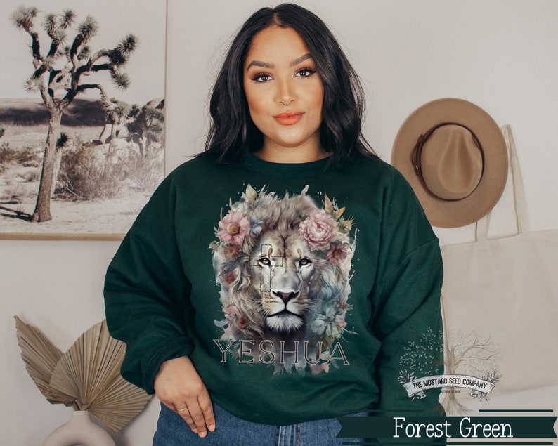 Yeshua Christian Sweater Lion of Judah Sweatshirt Jesus Apparel Cute ...