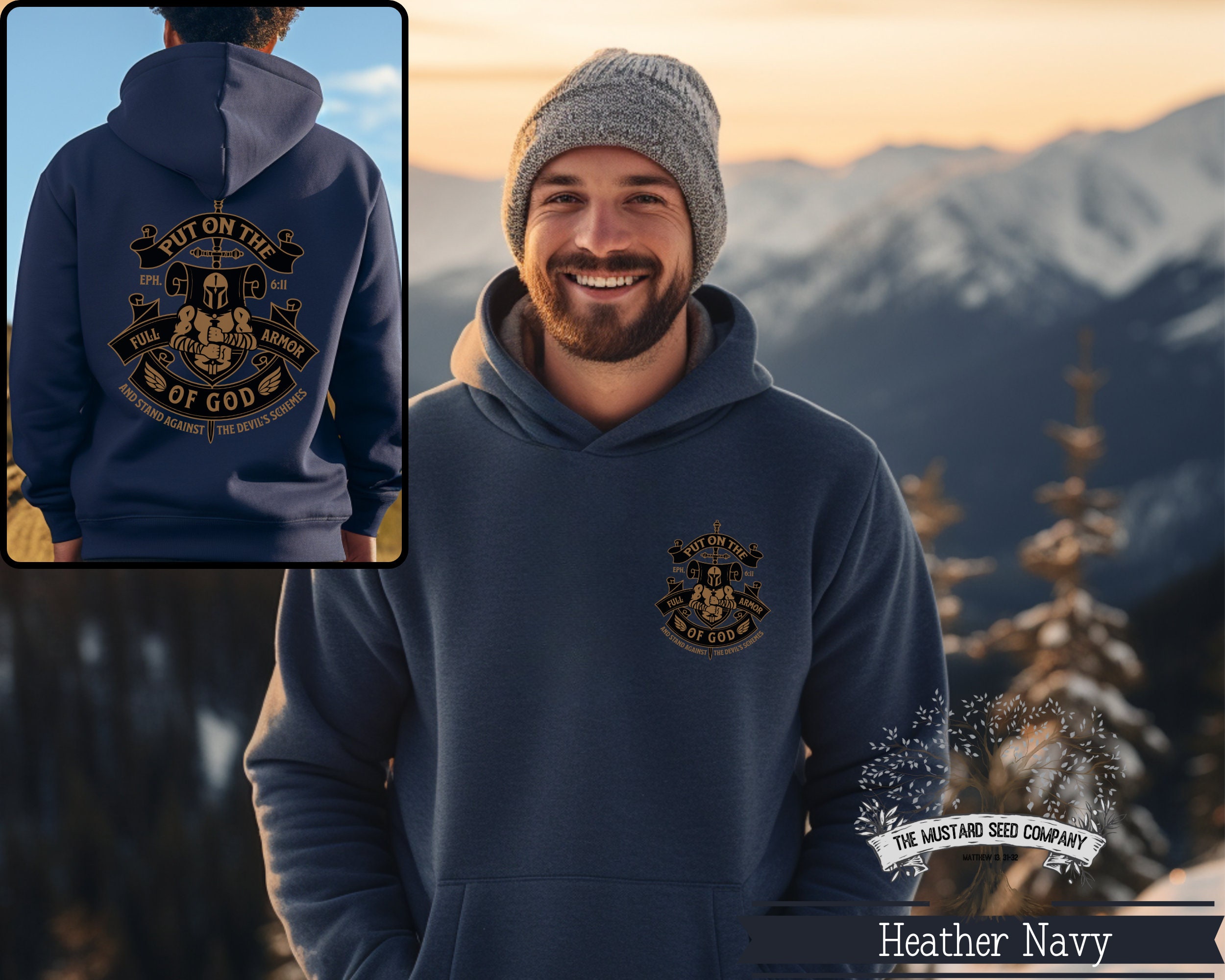 Armor of God Mens Christian Hoodie Put on the Full Armor of God Sweater ...