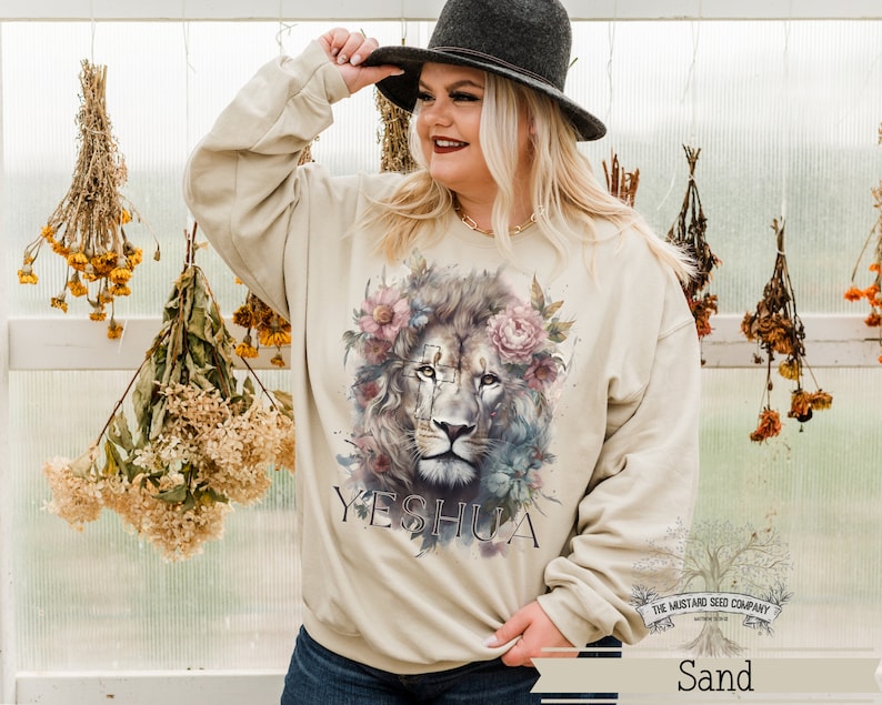 Yeshua Christian Sweater Lion of Judah Sweatshirt Jesus Apparel Cute ...