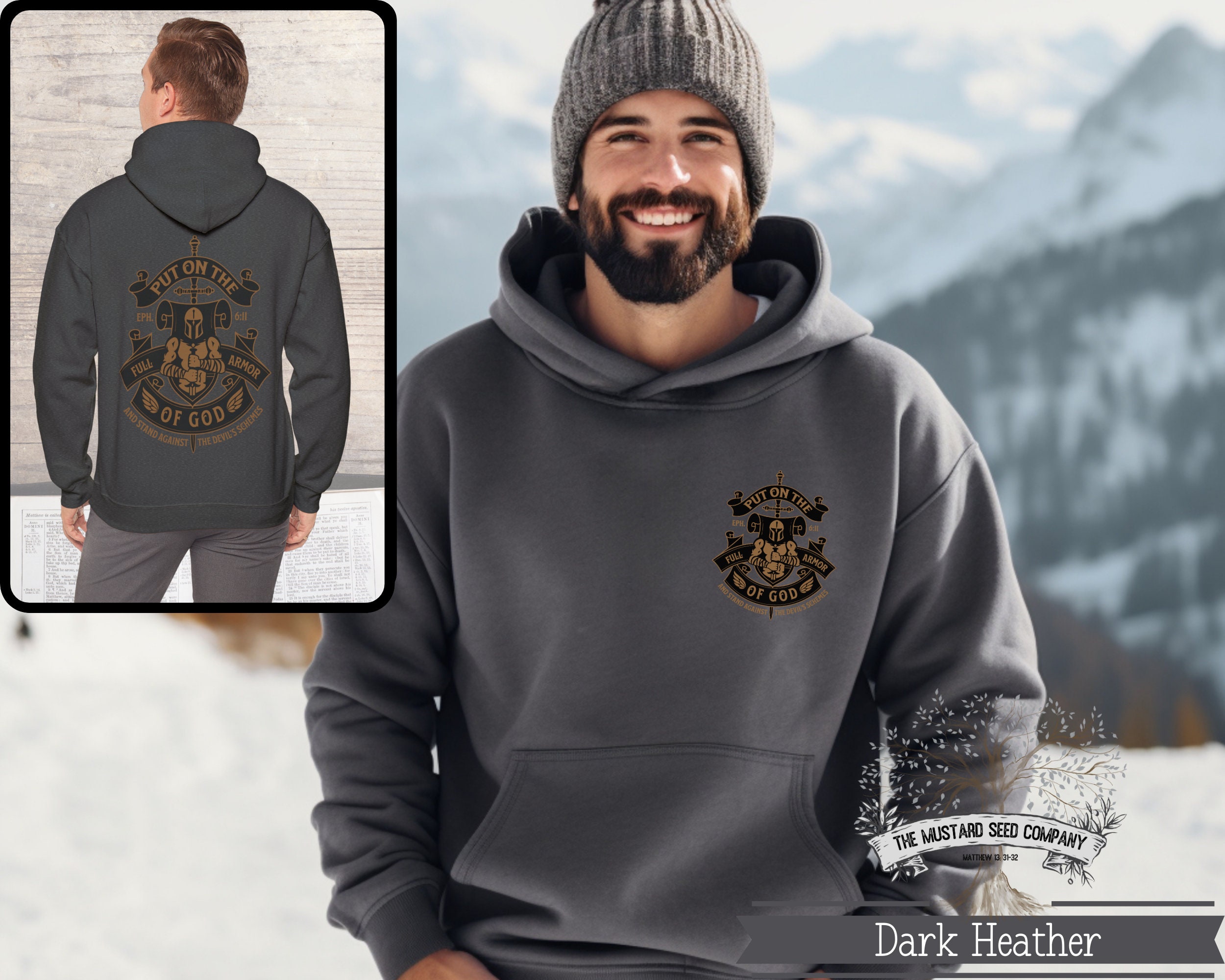 Armor of God Mens Christian Hoodie Put on the Full Armor of God Sweater ...