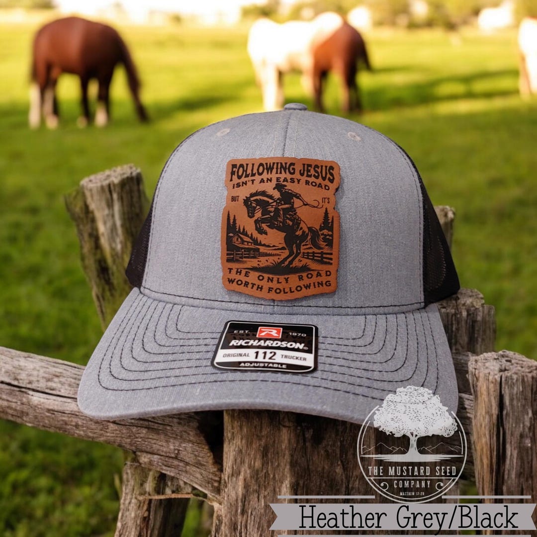 Follow Jesus Western Mens Christian Hat Cowboy Jesus Leatherette Patch ...