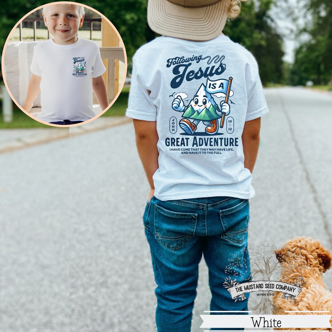 Following Jesus is A Great Adventure Kids Christian T-shirt Christian ...