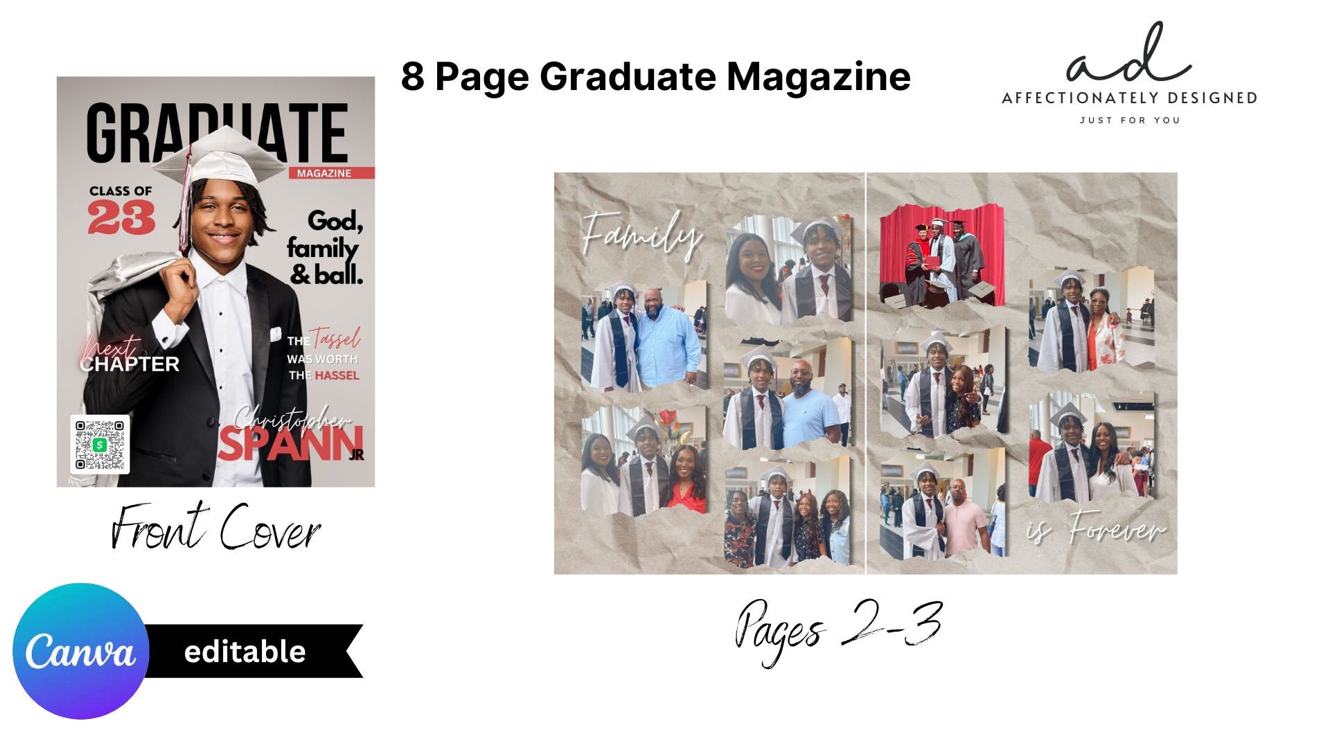 Graduate Magazine Template 2 - 8 Page - Etsy