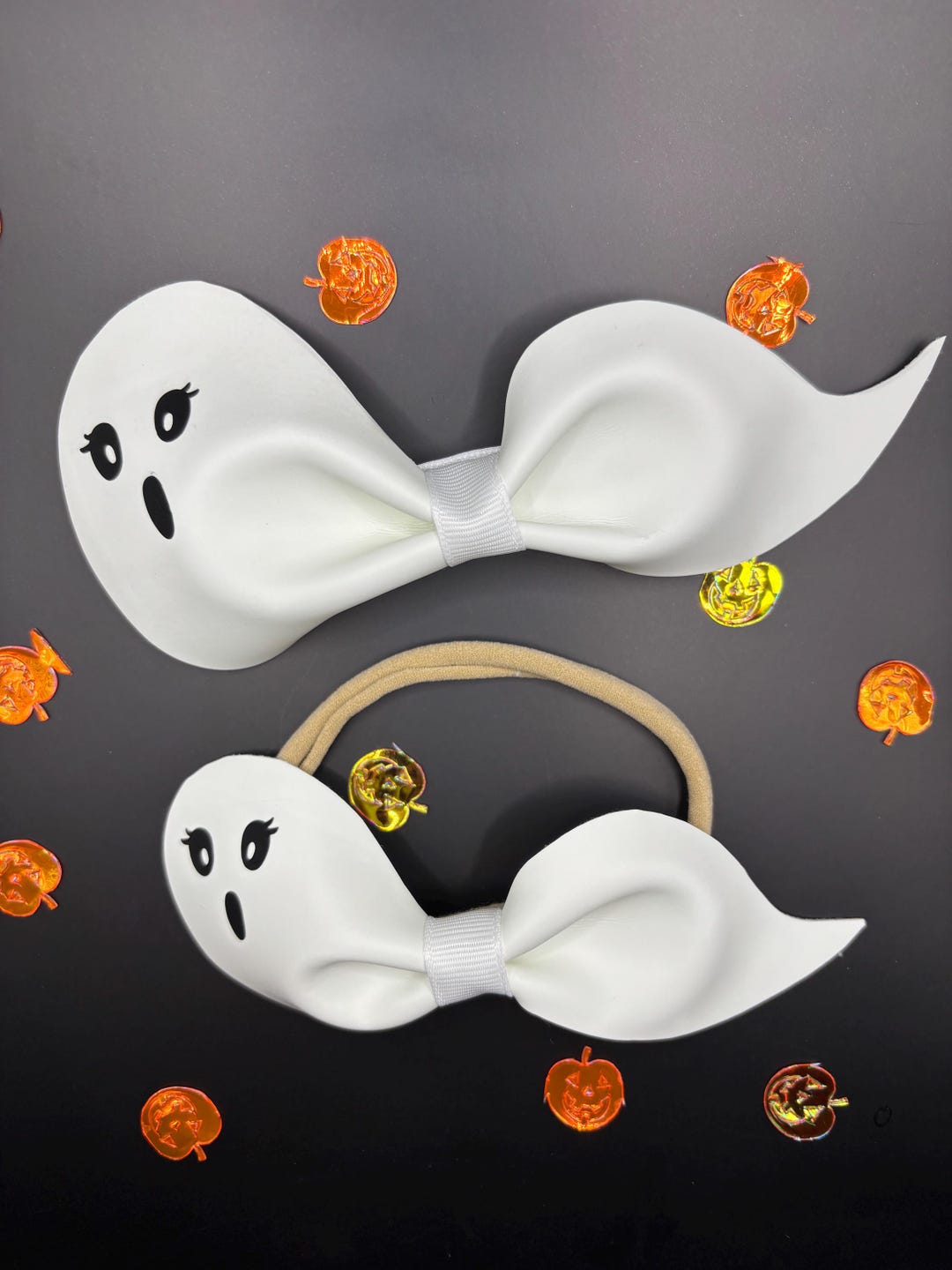 Glow-in-the-dark Ghost Bow: Faux Leather Halloween Clip - Etsy