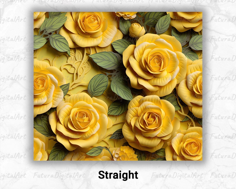 3D Yellow Roses Seamless 20 Oz Skinny Tumbler Sublimation - Etsy