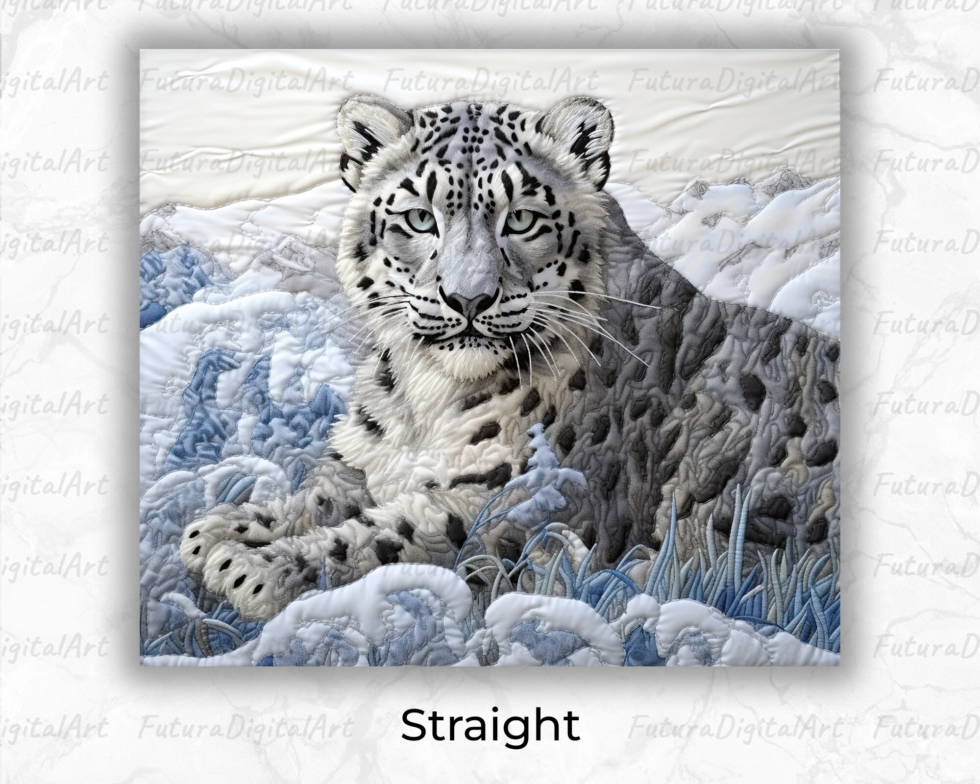 3D Embroidered Snow Leopard Winter 20 Oz Skinny Tumbler Sublimation ...