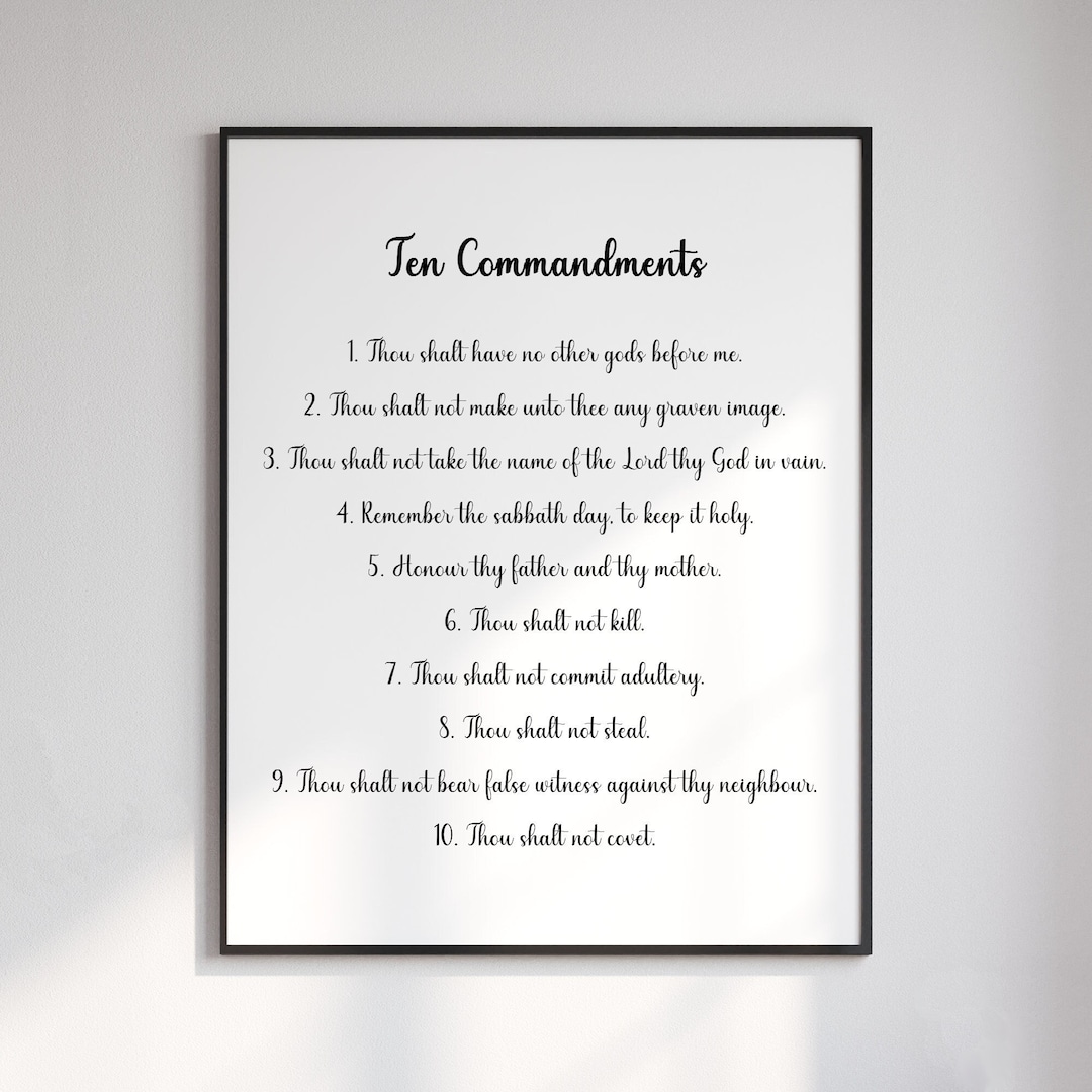 The 10 Commandments Bible Verse Wall Art Christian Decor Bible Verse ...