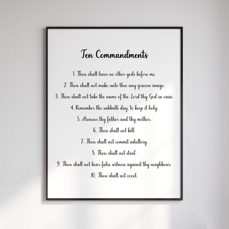 The 10 Commandments Bible Verse Wall Art Christian Decor Bible Verse ...