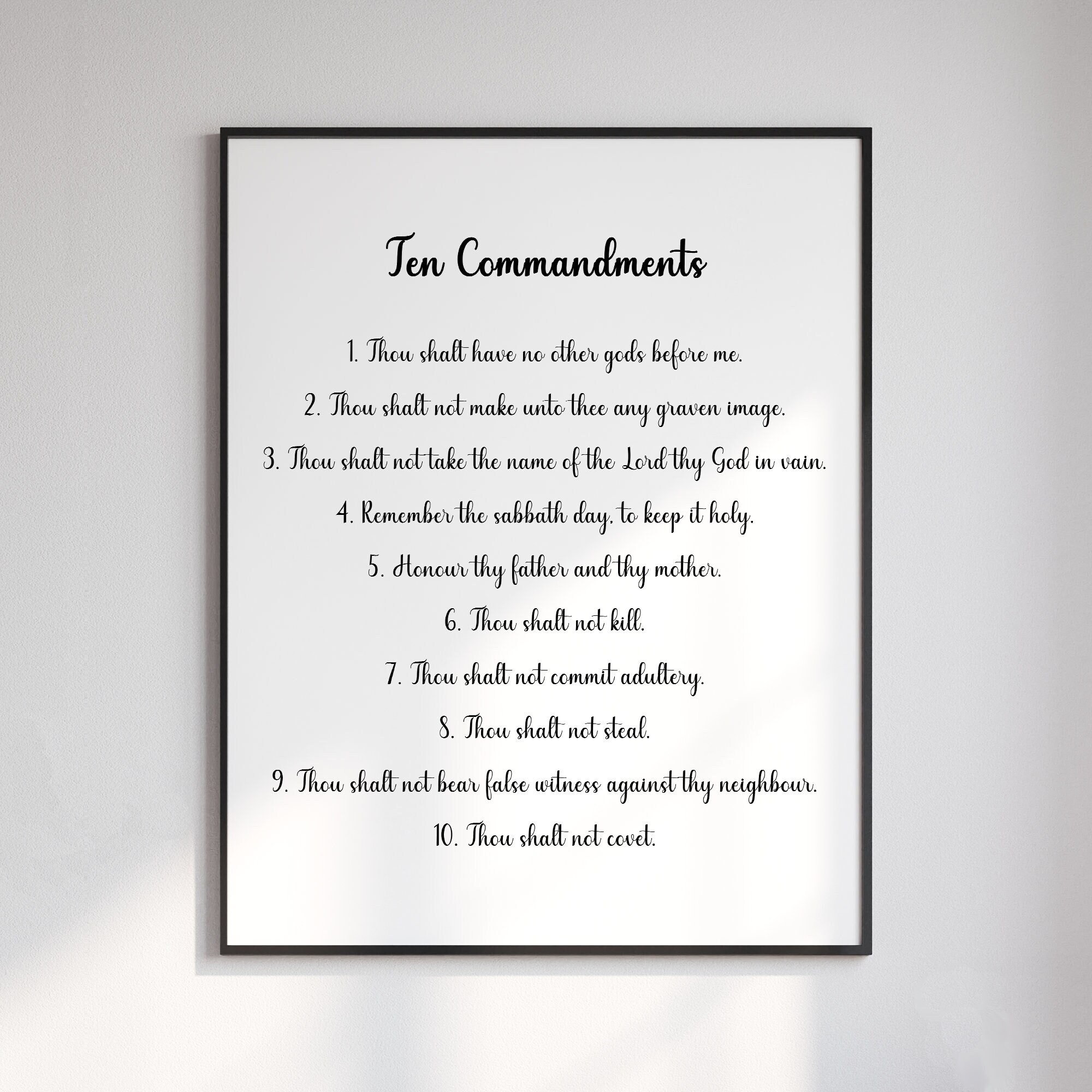 The 10 Commandments Bible Verse Wall Art Christian Decor Bible Verse ...