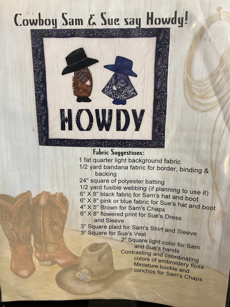 Cowboy Sam and Sue Howdy Appliqué Pattern - Etsy