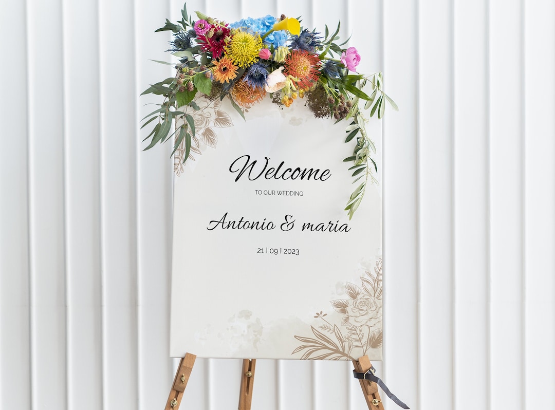 Wedding Welcome Sign Editable, Welcome Sign Template, Floral Welcome ...