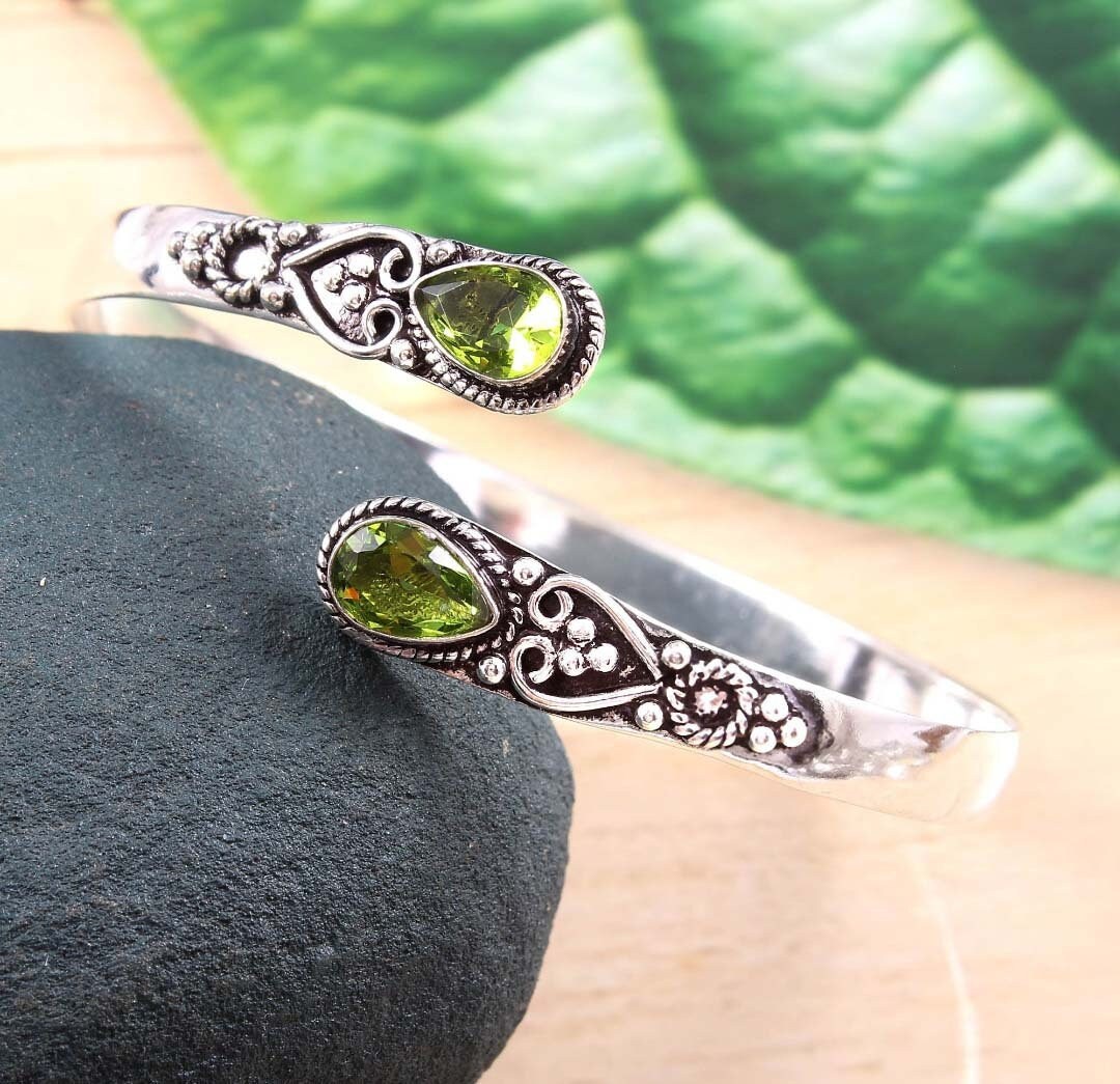 Peridot Bangle for Women 925 Sterling Silver Bangle Handmade - Etsy
