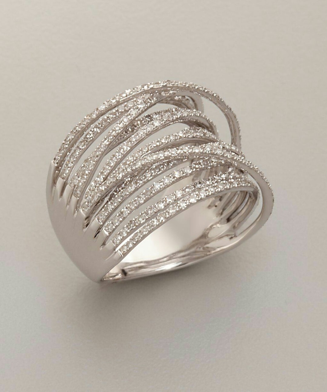 Round Cut Moissanite Diamond Ring, Intertwined Shank Ring, Women's ...