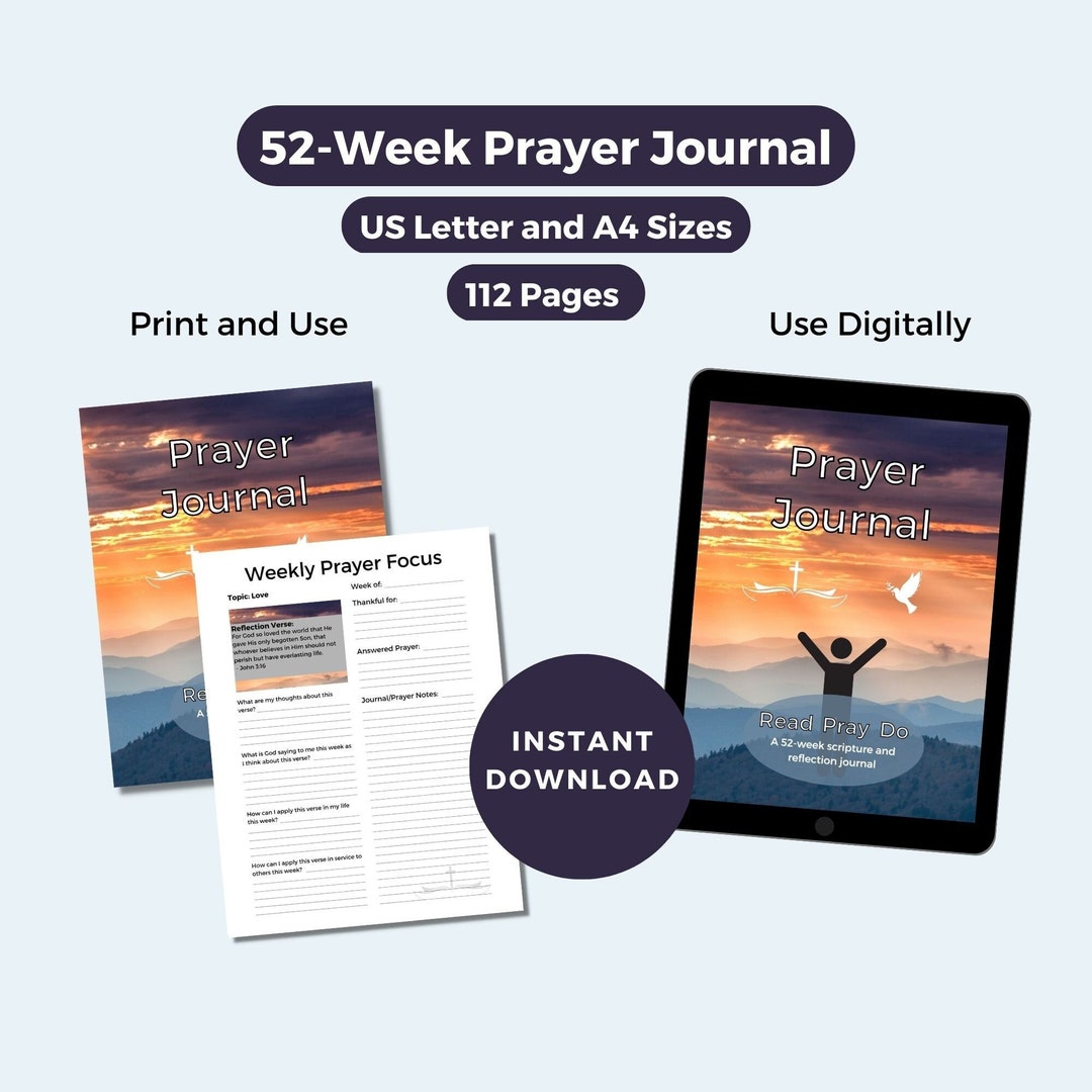 52-week Prayer Journal, Faith Journal, Printable, US Letter, A4 ...