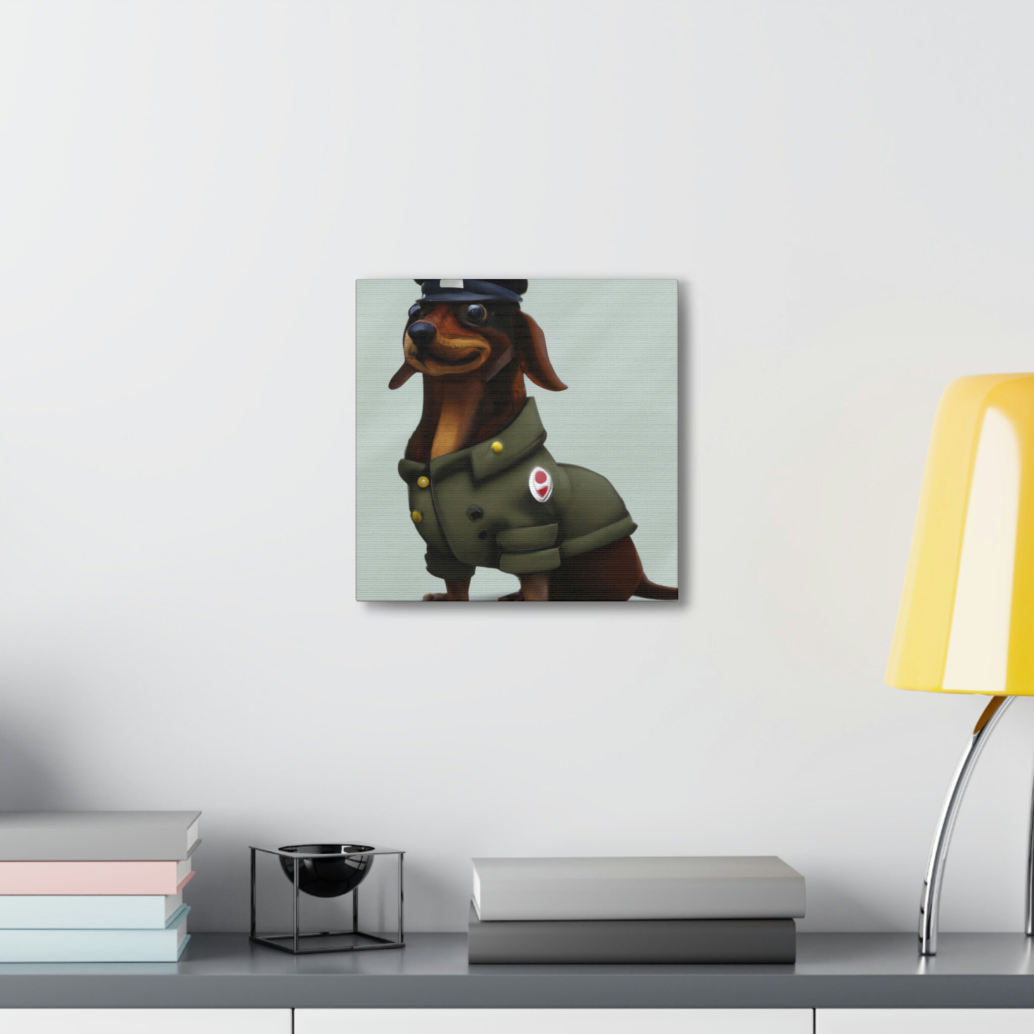 Goofy General Dachshund Military Dressed Canvas Wrap Art Wall Home ...