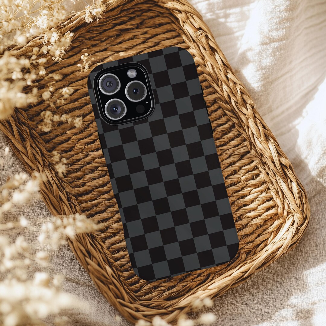 Black Grey Checker Phone Case : Iphones 11 - iPhone 17, Samsung Galaxy ...