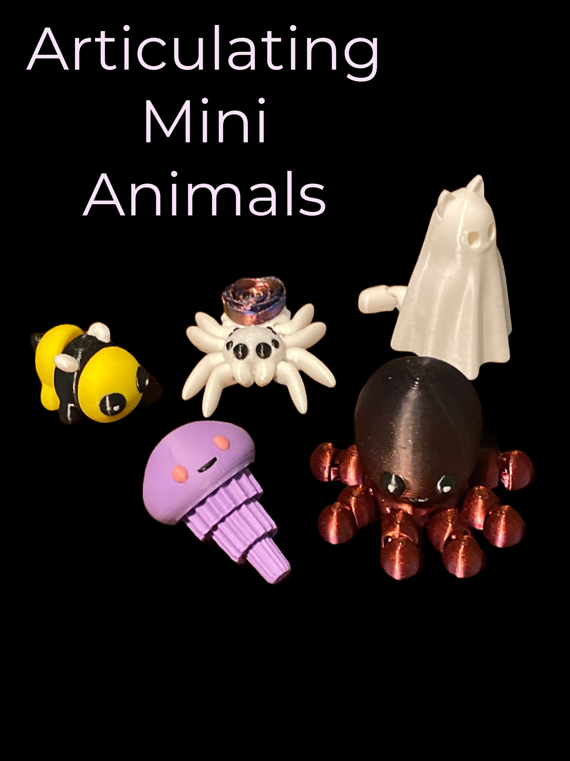 Mini Articulating Animal Figurines Decor Gift 5 Pack - Etsy