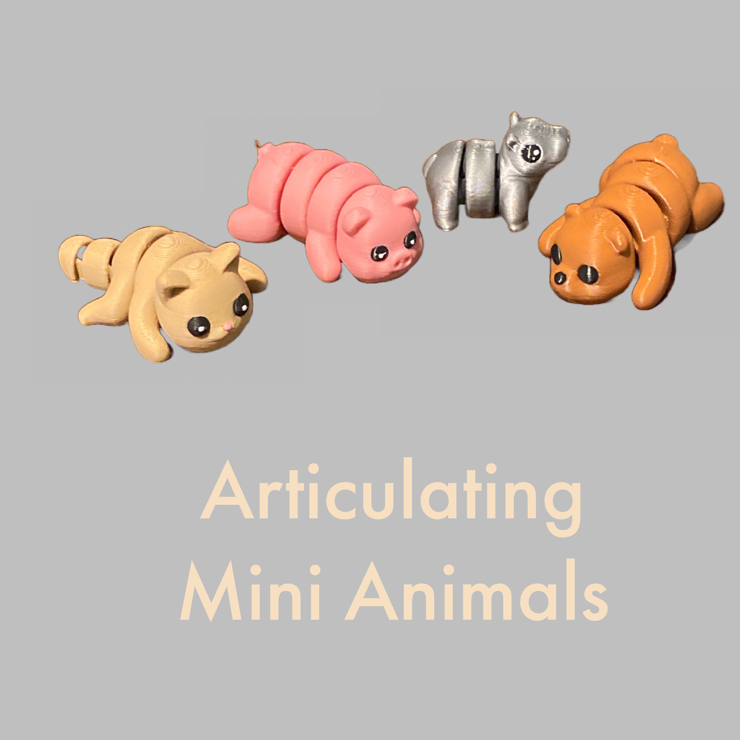 Mini Articulating Animal Figurines Decor Gift 5 Pack - Etsy