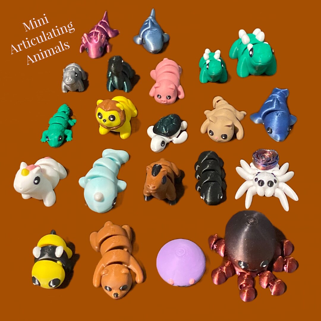 Mini Articulating Animal Figurines Decor Gift 5 Pack - Etsy