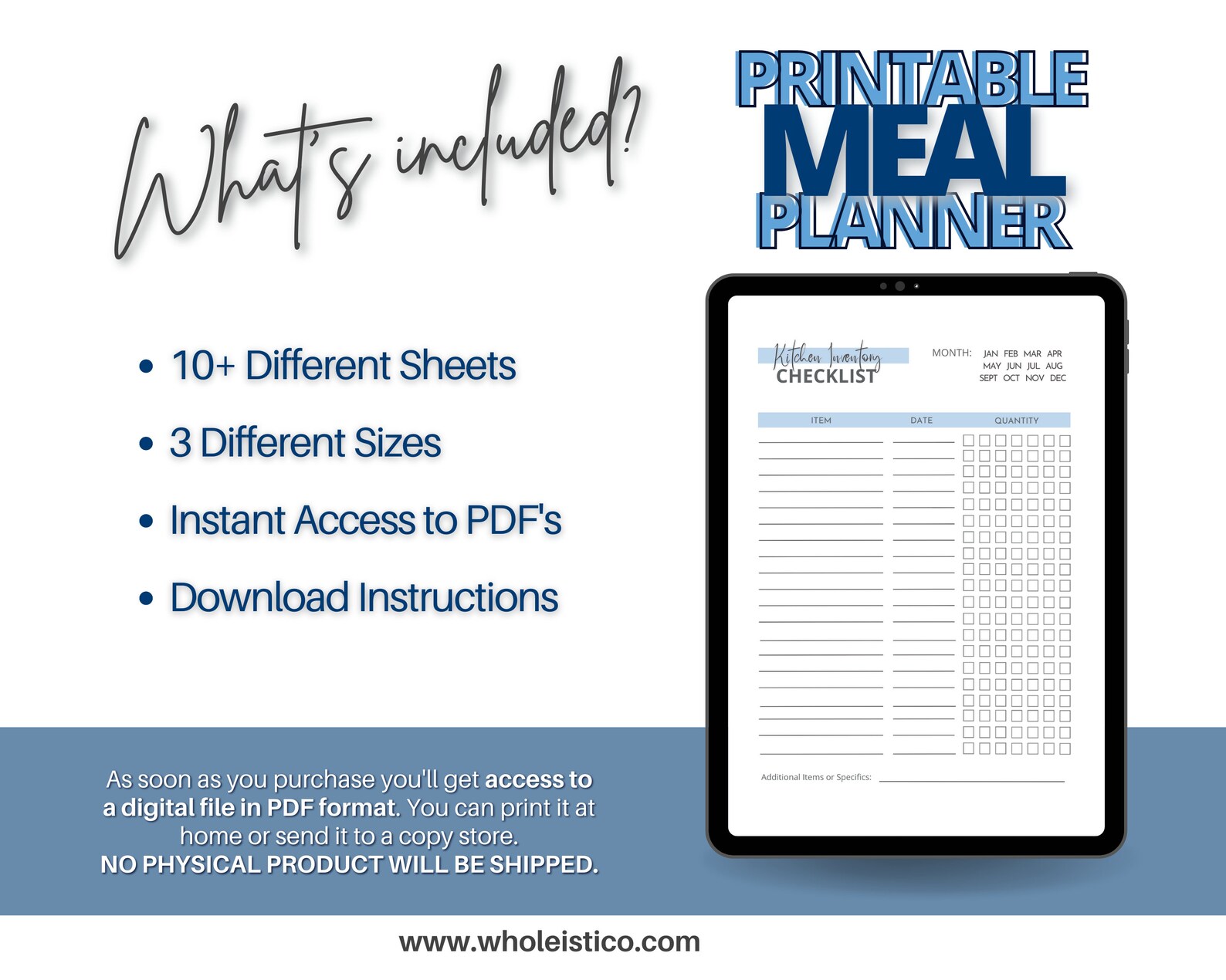 Meal Planner Printable Weekly Meal Planner Printable Grocery List ...