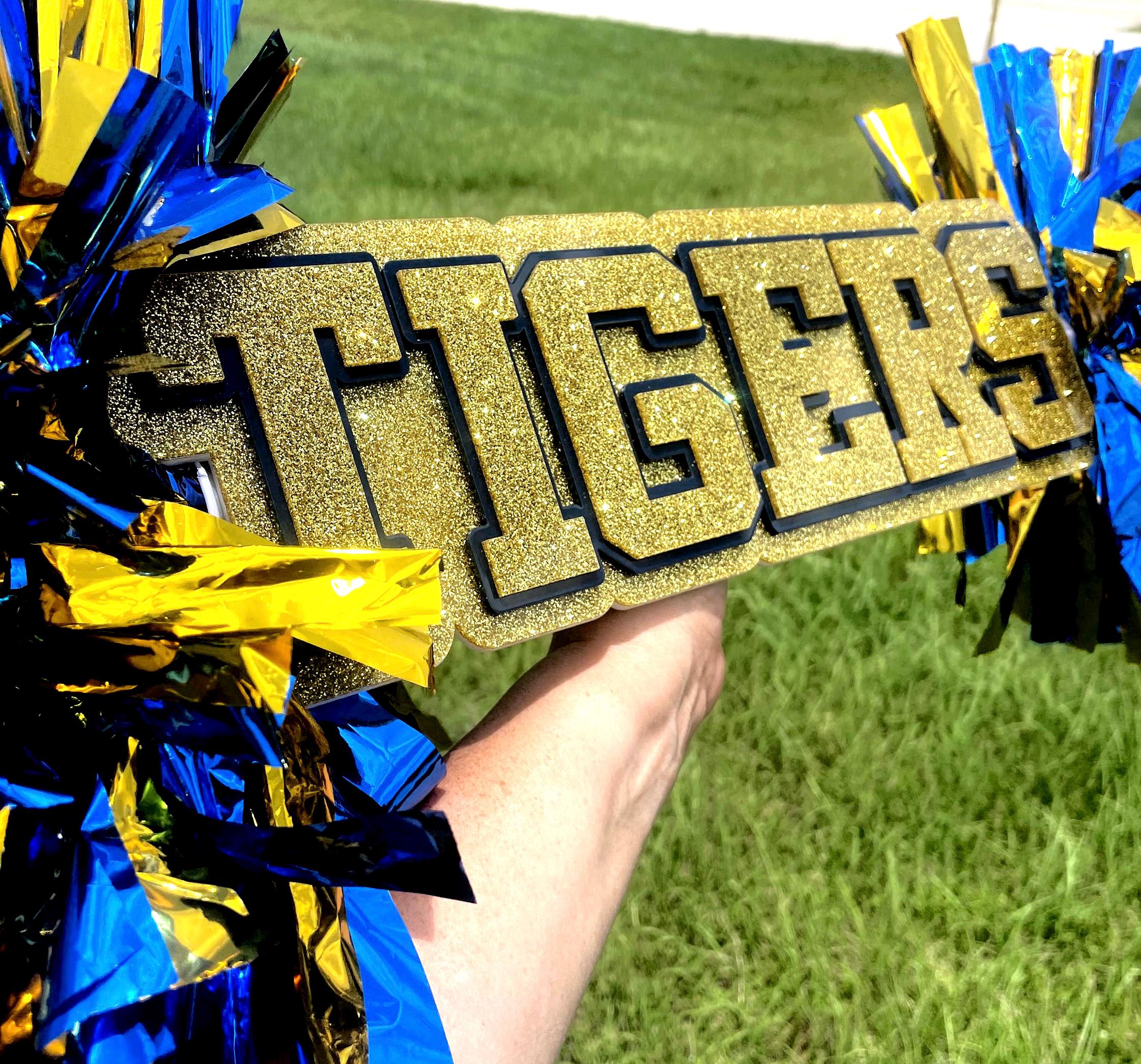 Personalized Cheer Sign: Custom Acrylic Cheer Stick With Pom Poms - Etsy