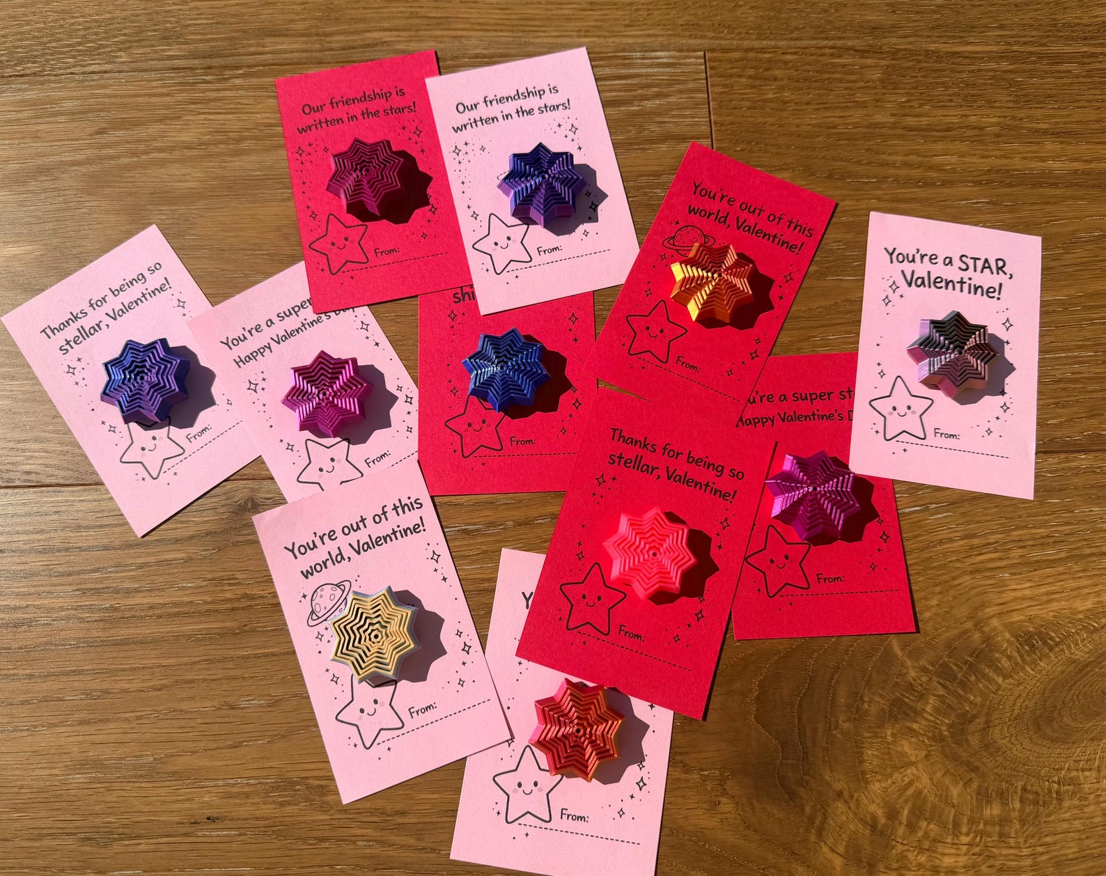 Star Fidget Valentine Cards, Classroom Valentine Exchange With Fidget ...