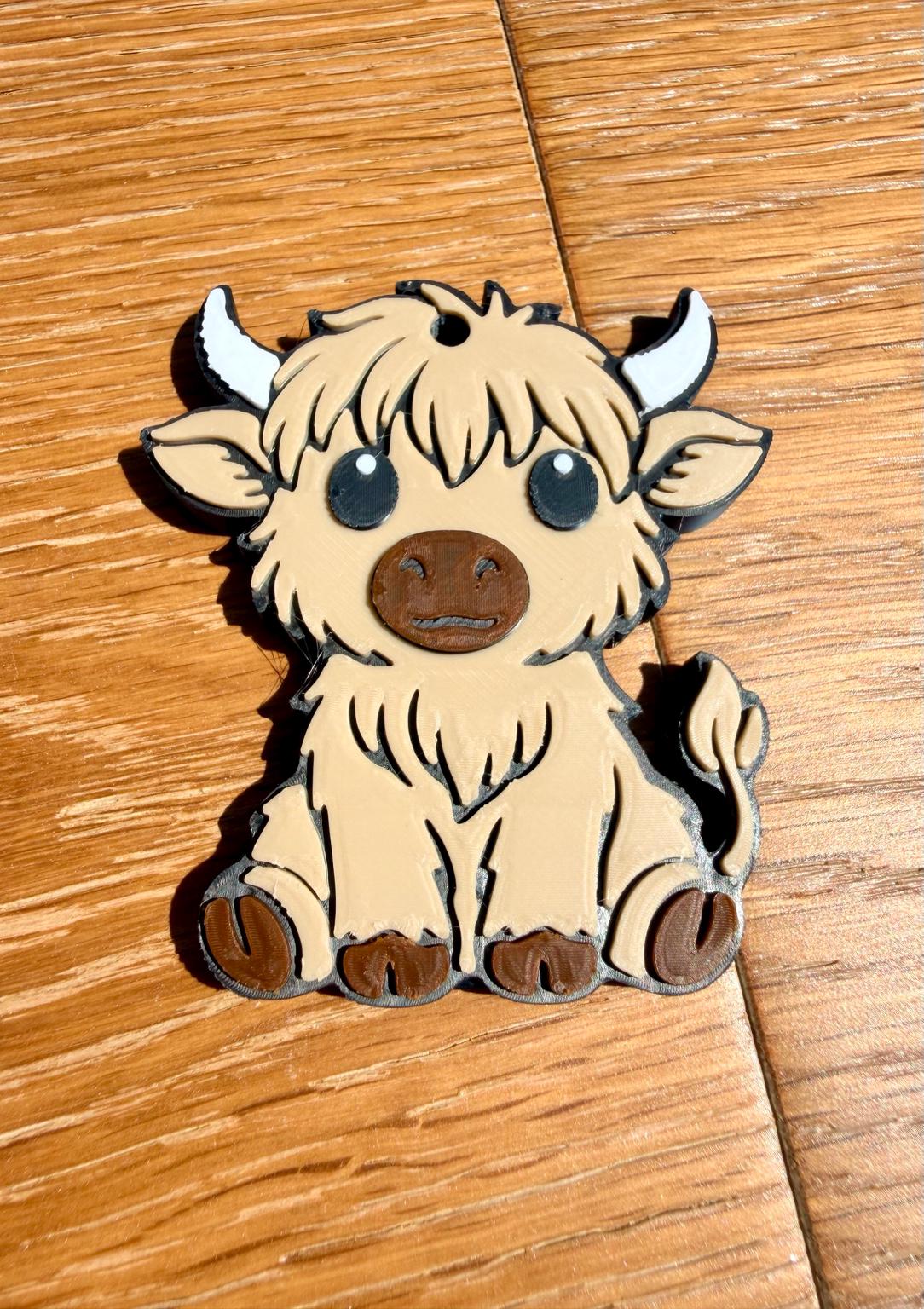 Highland Cow Can Tab Opener Keychain | 3D Printed Cow Keychain | Cute ...