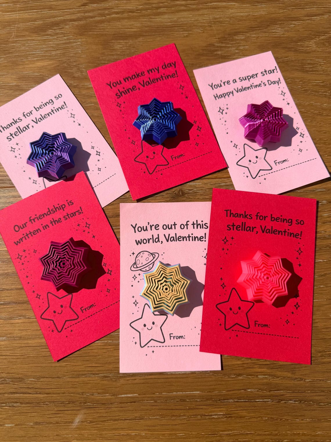 Star Fidget Valentine Cards, Classroom Valentine Exchange With Fidget ...