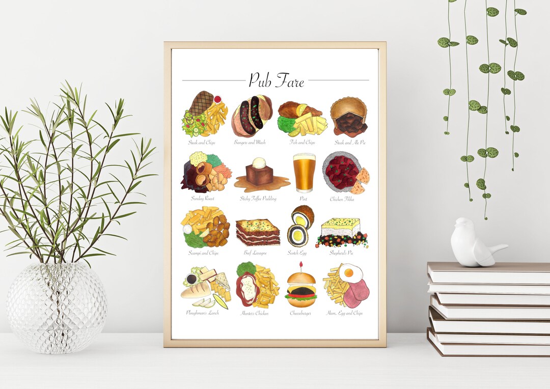 British Cuisine Art UK Foods English Pub Fare | Home Decor Foodie Wall ...