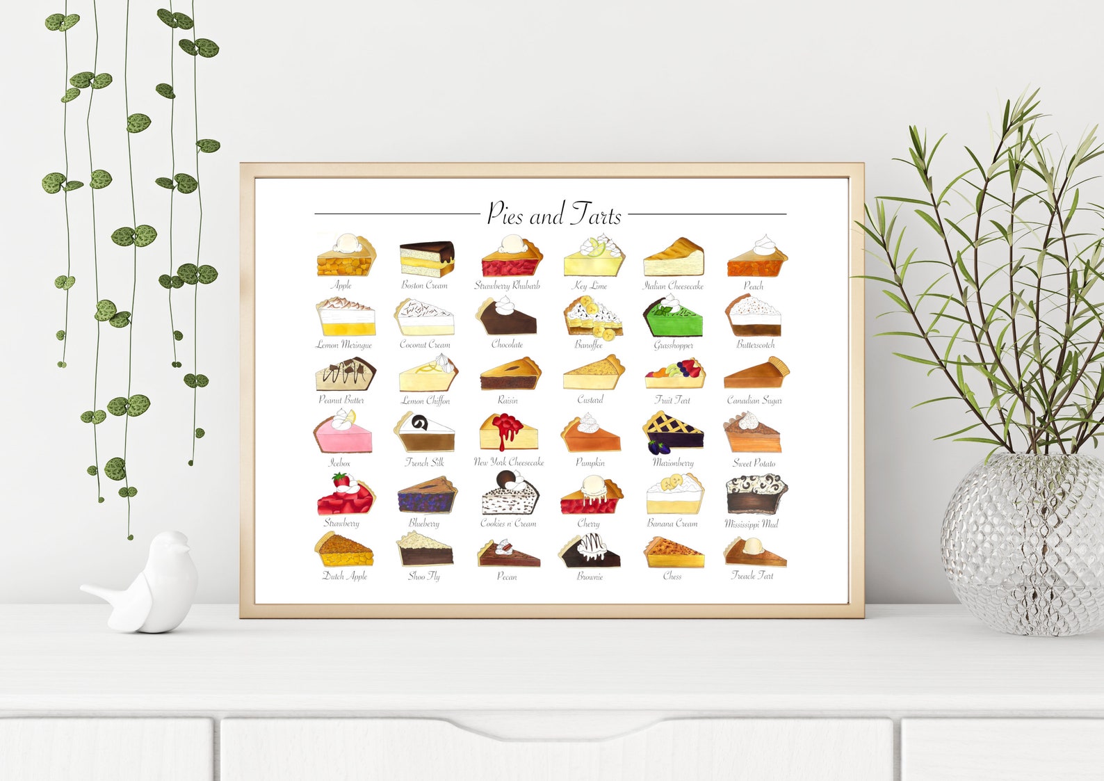 Pies and Tarts Poster | Cooking Baking Food Dessert Print | Kitchen ...