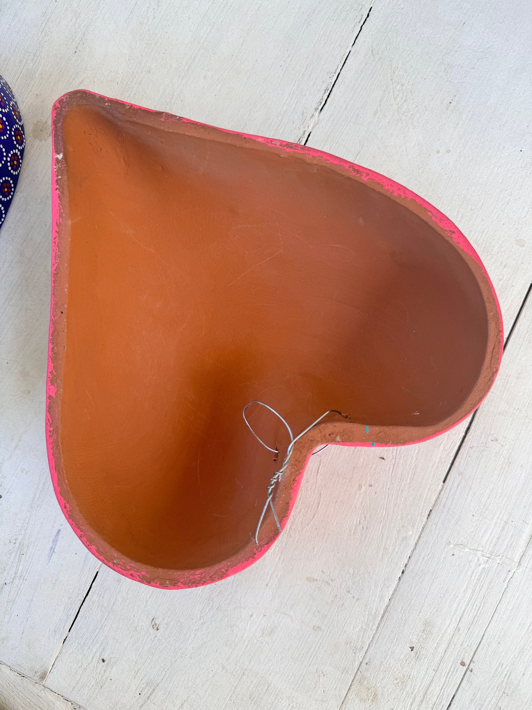 Heart De Barro/clay Heart/ Wall Decor / Hand Painted/ Mexico- Moderno ...