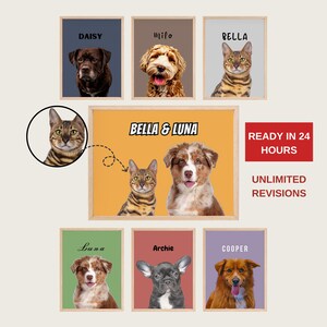 Custom Portraits Using Pet Photo Personalized Digital Dog - Etsy