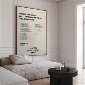 Lyric Poster Lyric Wall Art Music Poster Custom Song Lyric Print ...