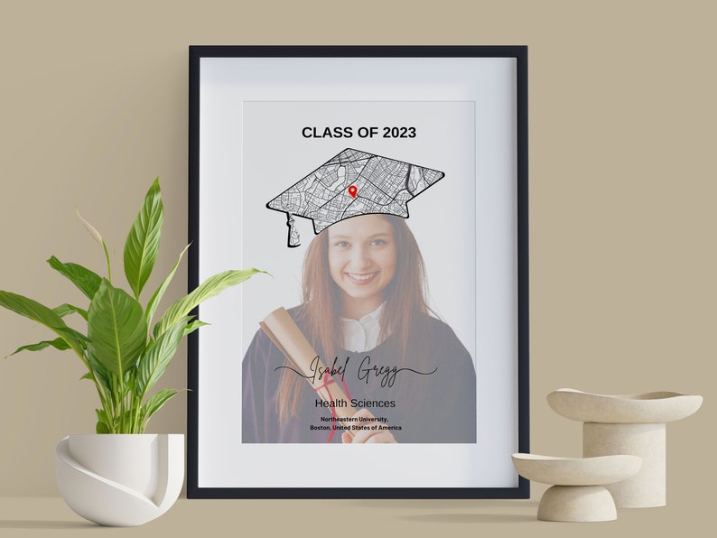 Personalized Photo Graduation Map Poster , Customized College Map ...