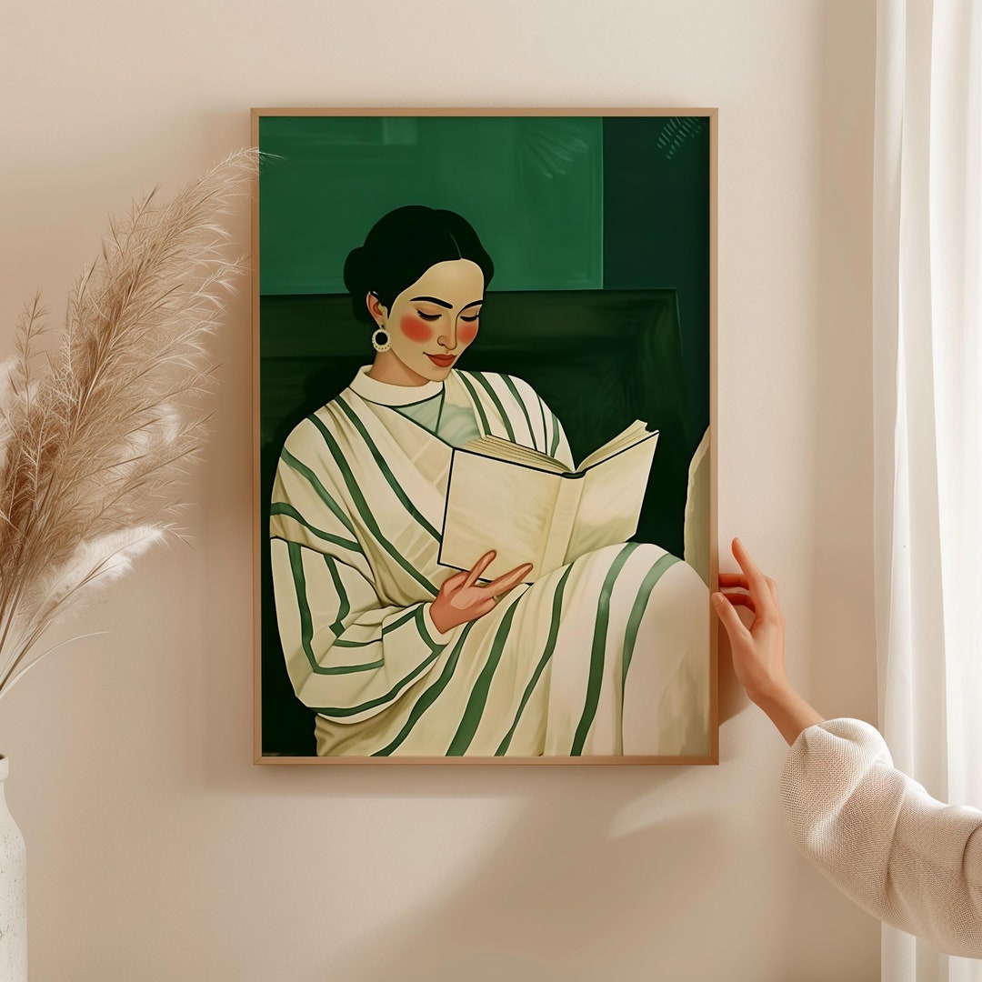 Emerald Green Abstract Woman Print Minimalist Wall Art Contemporary ...