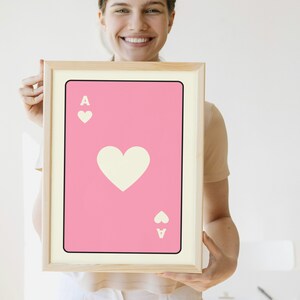 Pink Playing Cards Digital Poster Wall Art, Retro Wall Poster Set of 3 ...