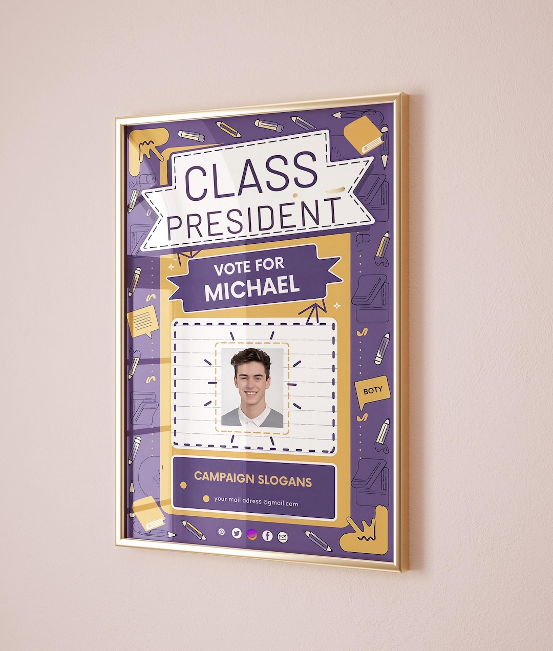 Vote for Your CLASS PRESIDENT, Custom Purple Vote Homecoming Flyer ...